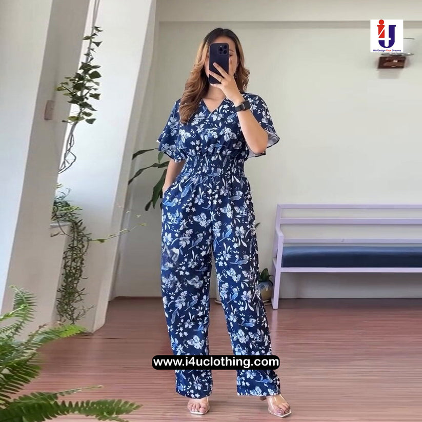 Navy Blue And White Smoking Jumpsuit – I4U Clothing